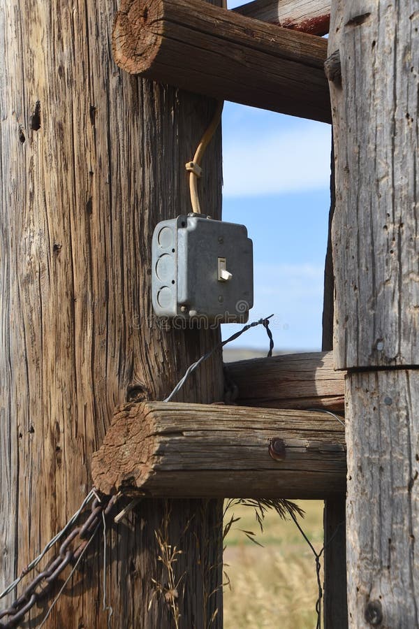 Outdoor Electrical Switch Located on a Corral Post Stock Image - Image ...