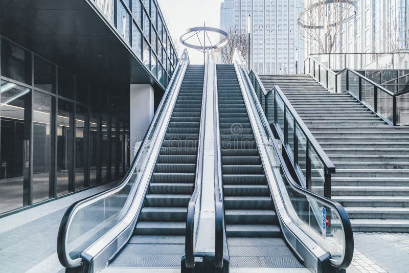 Outdoor Elevator Escalator Architecture Photography Stock Image - Image ...