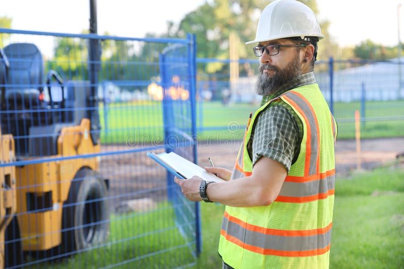 Outdoor Engineer Portrait, Construction Worker Stock Image - Image of ...