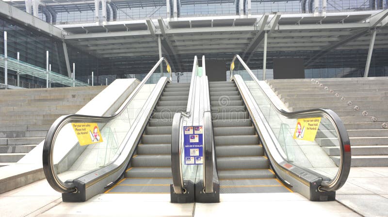 Outdoor Escalators of Modern Building Stock Photo - Image of metal ...
