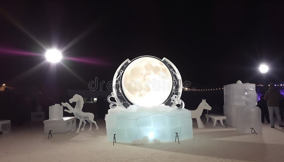 Outdoor Event Stage Moon Backdrop Lighting Setup Generative AI Stock ...