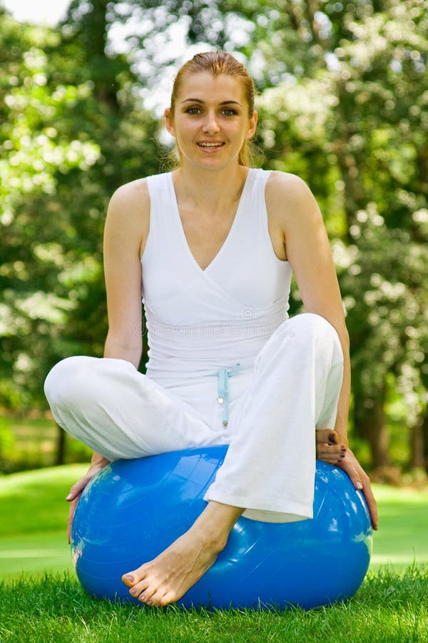 Outdoor exercise stock photo. Image of fitness, ball, park - 5373556