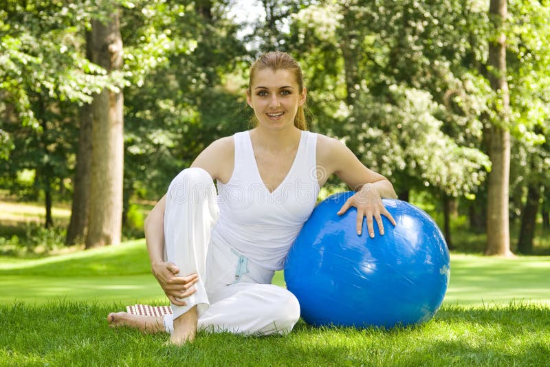 Outdoor exercise stock image. Image of flexibility, pilate - 5375129