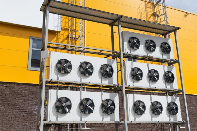 Outdoor Fans for Air Conditioning and Ventilation. Stock Photo - Image ...