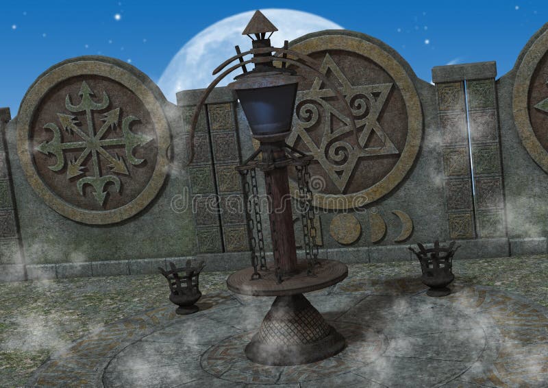 Outdoor Fantasy/mystical Temple. Stock Illustration - Illustration of ...