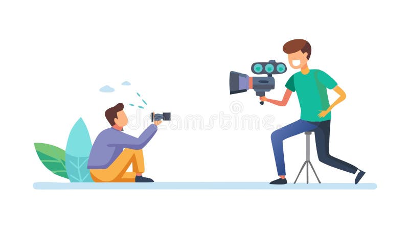 Outdoor Filming Crew Vector Art, Content Creation, Vector Design ...
