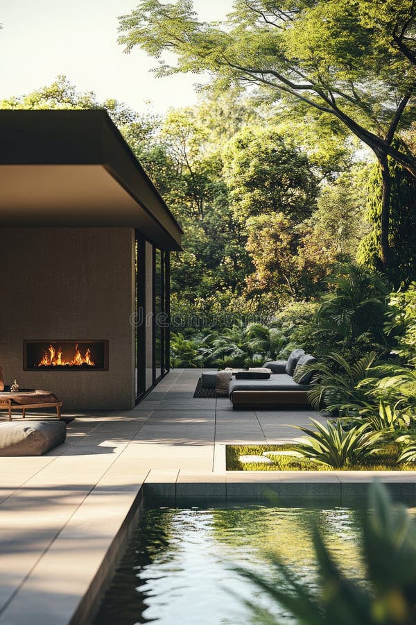 Outdoor fireplace stock image. Image of gathering, feature - 379437701