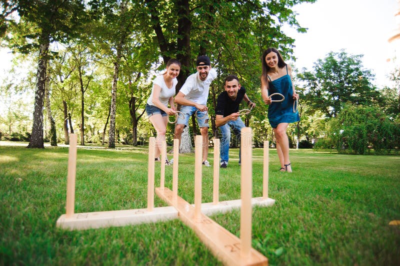 Outdoor Games - Ring Toss, Throwing Rings Outdoors in Summer Park ...