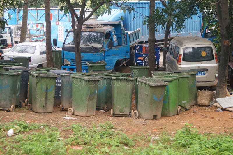 Outdoor Garbage Dump and Garbage Can Editorial Stock Photo - Image of ...