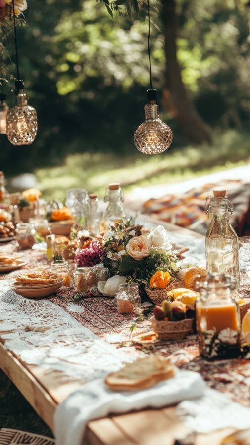Outdoor Garden Party with Elegant Table Setting for a Summer Gathering ...