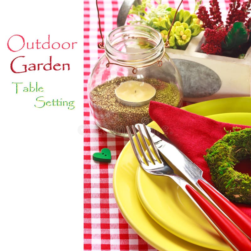 Outdoor Garden Table Setting. Stock Photo - Image of life, fork: 29067426