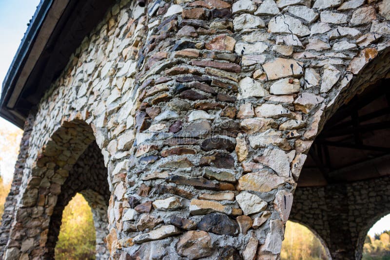 Outdoor Gazebo Built from Wild Raw Stone Stock Photo - Image of ...