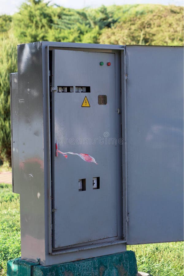 Outdoor Gray Electrical Panel on the Street Stock Image - Image of ...