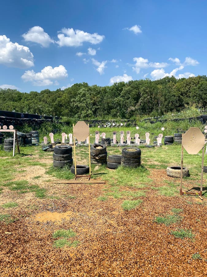 Outdoor Gun Shooting Range with Many Targets for Training Stock Photo ...