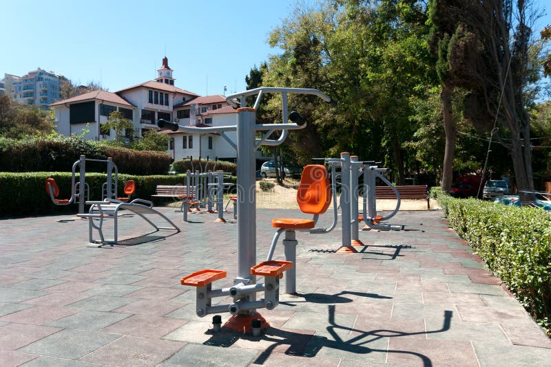 Outdoor gym stock image. Image of trees, equipment, exercise - 27161227