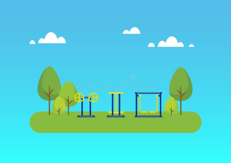 Outdoor Gym Exercise Equipment at Public Park Stock Vector ...