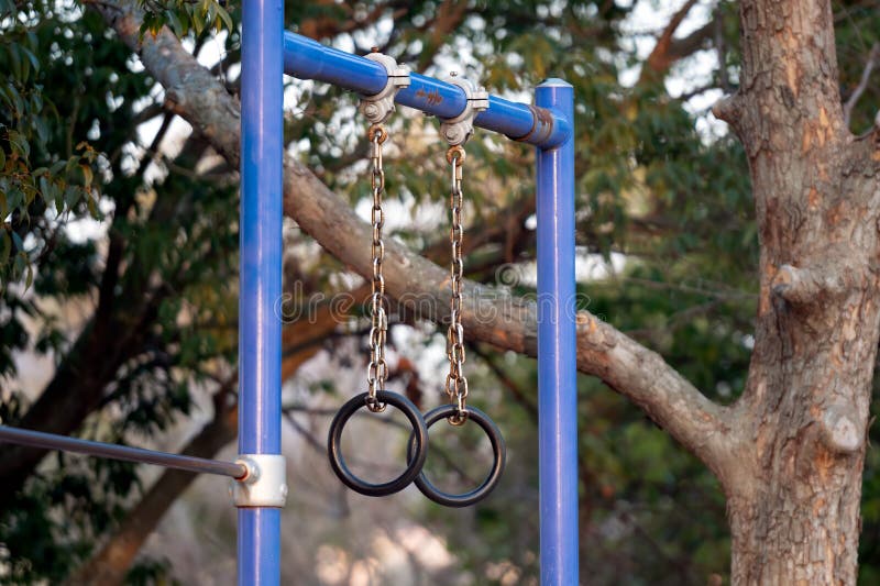 Outdoor Gymnastics Ring in the Park Stock Image - Image of endurance ...