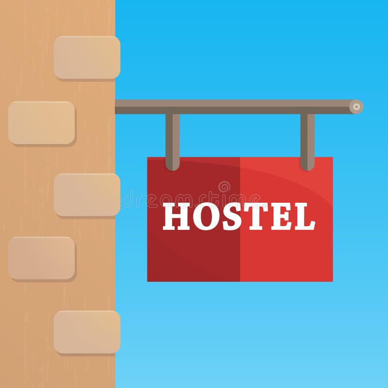 Outdoor Hostel Sign,flat Style Stock Vector - Illustration of city ...