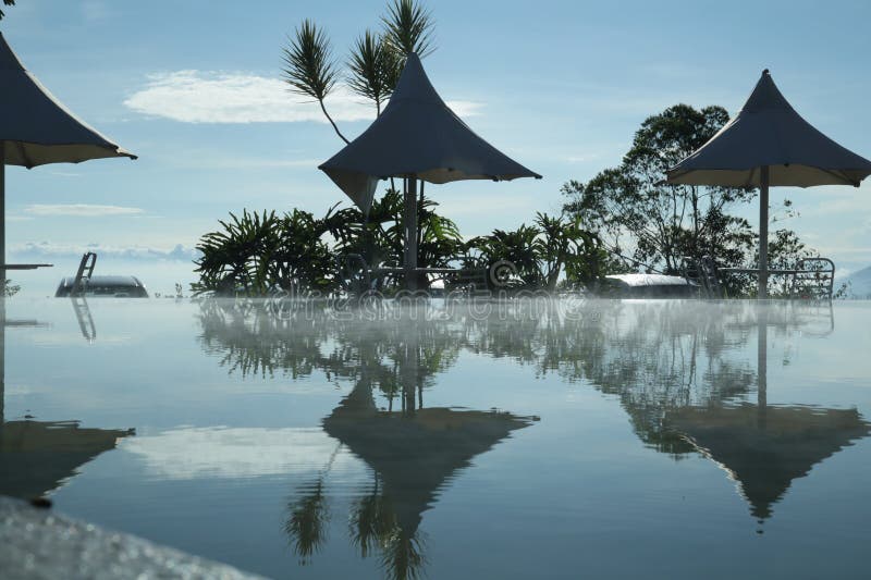 Outdoor Hot Spring Bath with Nice View Stock Image - Image of garut ...