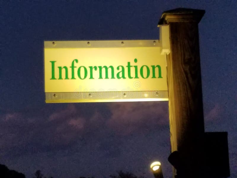 Outdoor Information Sign at Night Stock Image - Image of clouds ...