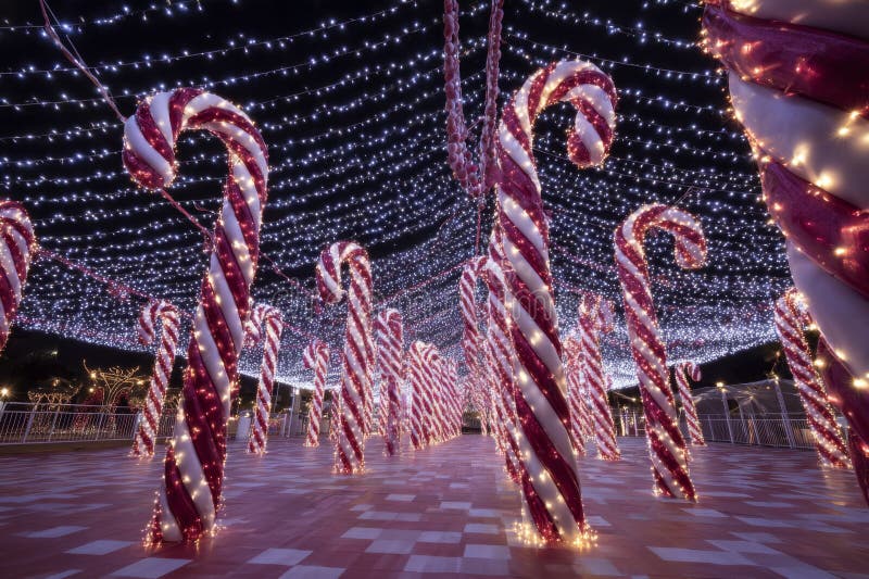 Candy Cane Light Strings Christmas Trees Stock Photos - Free & Royalty ...