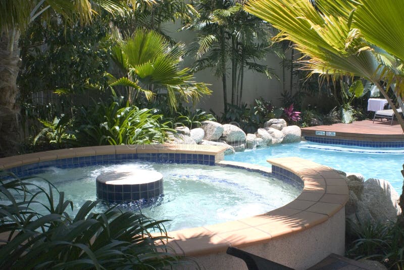 Outdoor Jacuzzi stock image. Image of relaxation, tropics - 1560117