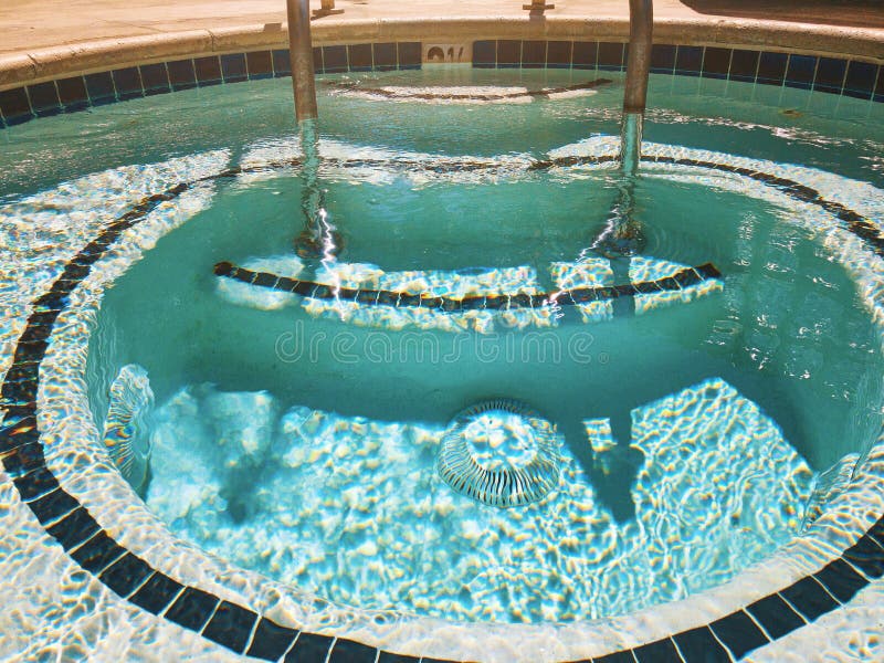 Outdoor Jacuzzi Pool with Fresh Blue Water for Massage and Spa Stock ...