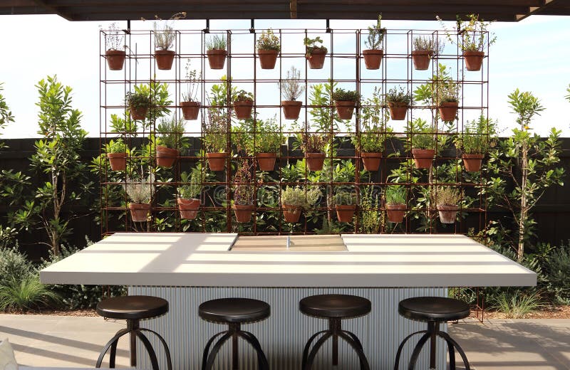 Outdoor kitchen design stock photo. Image of home, flower - 88184964