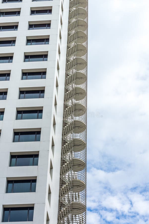 The Outdoor Ladder for Fire Escape Stock Image - Image of ladder, cloud ...