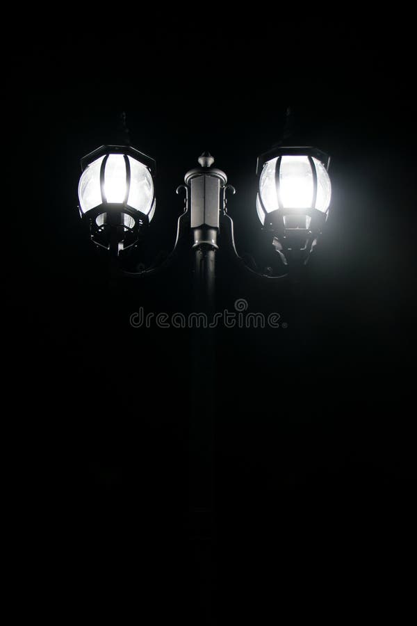 Outdoor Lamp Lighting in Dark Night Time Stock Image - Image of ...
