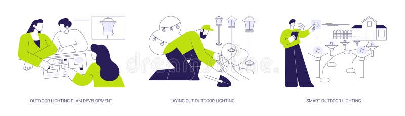 Outdoor Landscape Lighting Abstract Concept Vector Illustrations. Stock ...