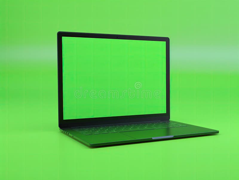 Outdoor Laptop with Green Screen Stock Photo - Image of computer ...