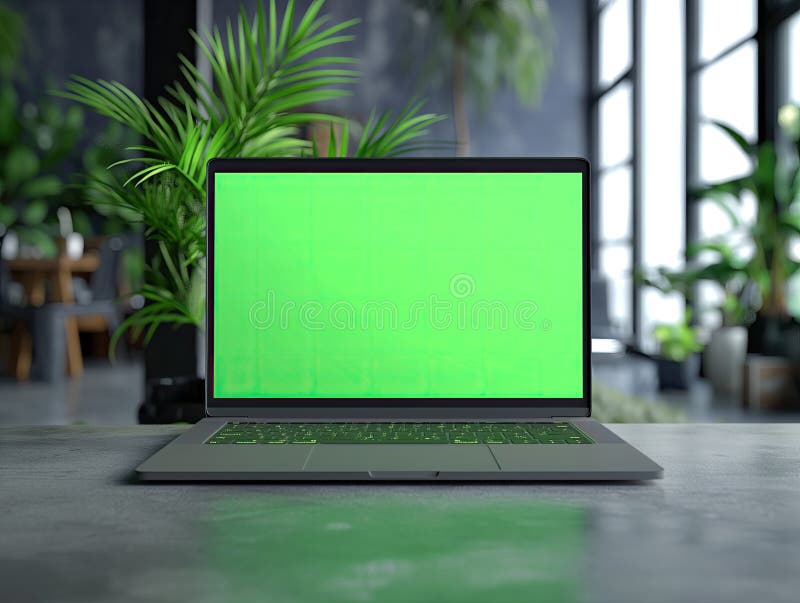 Outdoor Laptop with Green Screen Stock Photo - Image of notebook, work ...