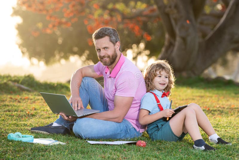 Learning with Father is Fun Stock Image - Image of homework, happy ...