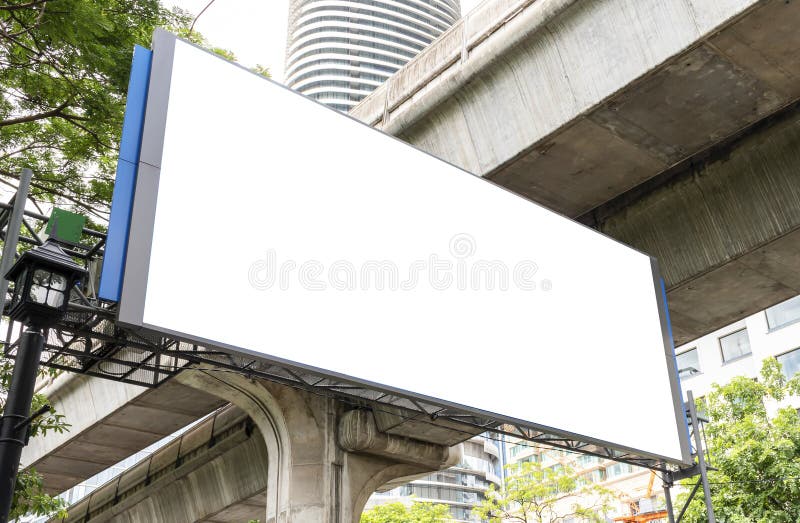 Outdoor LED Display Billboard with Mock Up White Screen on Footpath ...