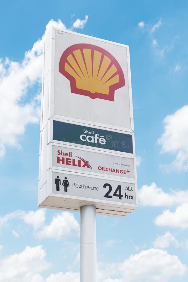 Outdoor Light Box Pole with Logo Shell Gas Station Editorial Stock ...