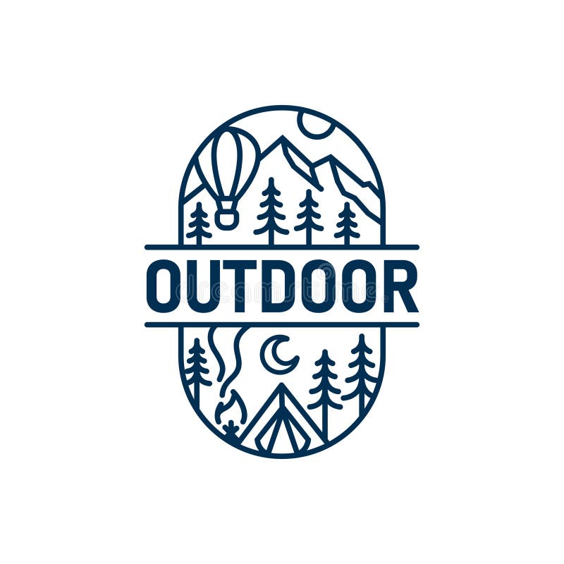 Outdoor Line Logo Design Template Stock Vector - Illustration of tent ...