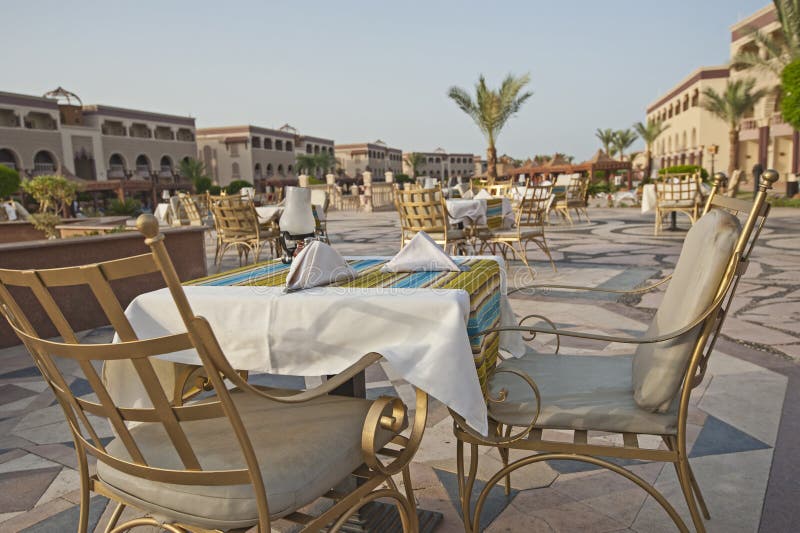 Outdoor Luxury Hotel Restaurant Stock Photo - Image of chair, furniture ...