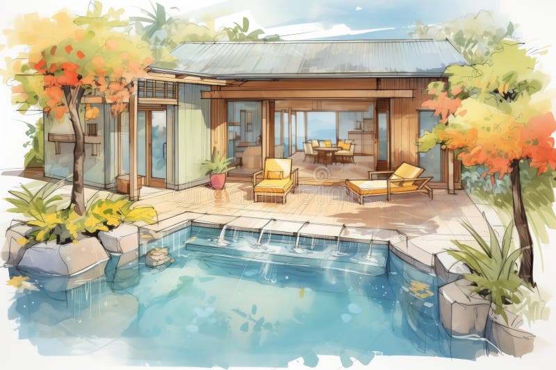 Outdoor Luxury Resort Spa With A Private Plunge Pool Stock Image Image Of Generated Outdoor
