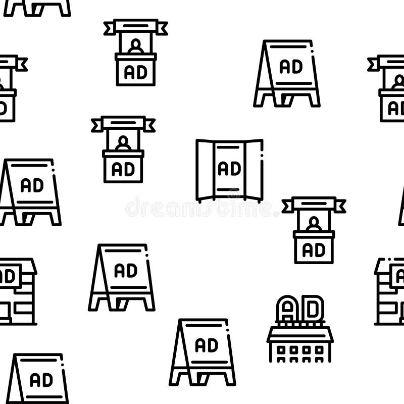 Outdoor Media Advertising Promo Icons Set Vector Stock Vector ...