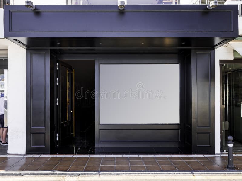 Outdoor Mockup,store Template,front View Black of Generic Store Facade ...