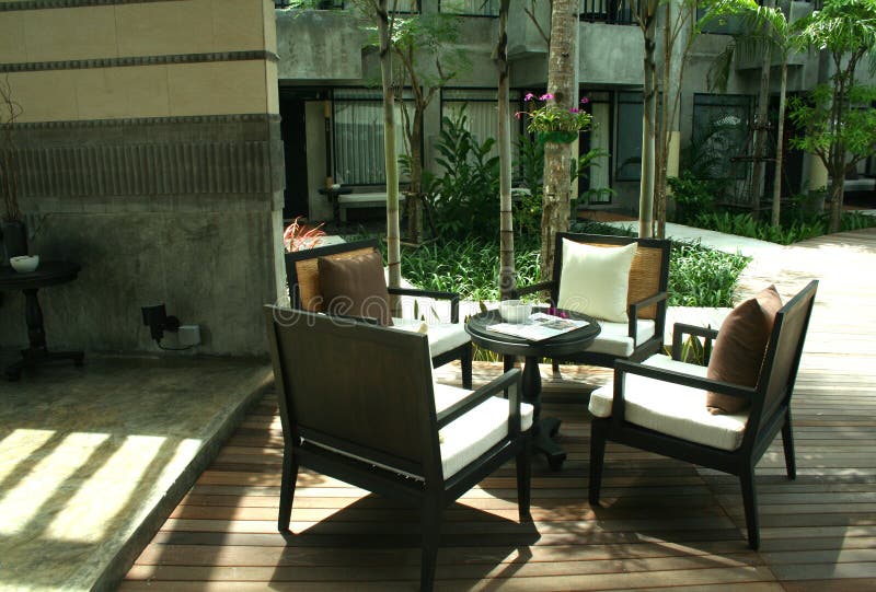 Outdoor Modern Resort Lobby Stock Photo - Image of asian, seat: 3421442