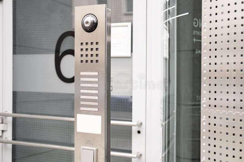 Outdoor Modern Wireless Interphone in Front of Office, Intercom To ...