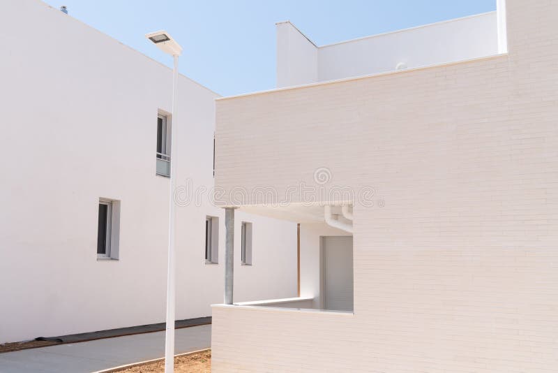 Outdoor New Modern White Building in Summer Day Stock Image - Image of ...