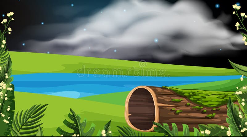 Outdoor night nature scene stock vector. Illustration of scene - 153779225
