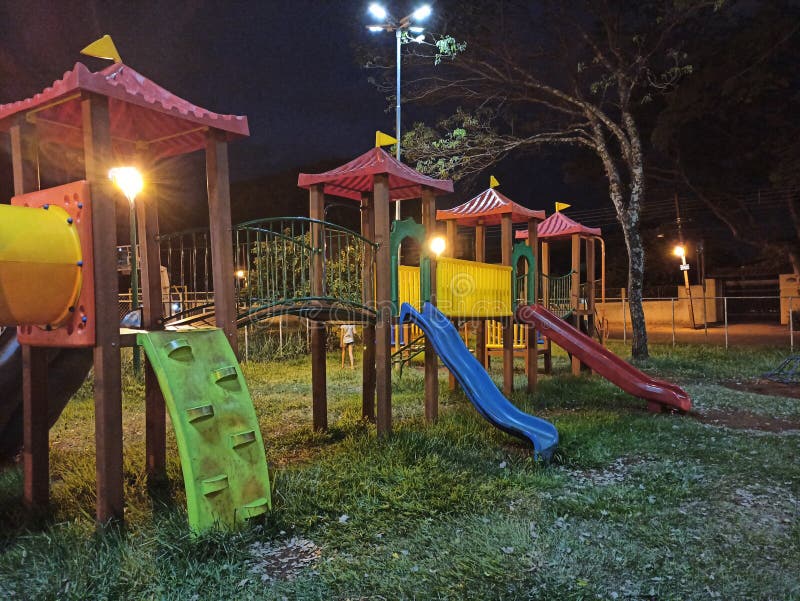 Outdoor Night Playground Kids Stock Image - Image of maring, outdoor ...