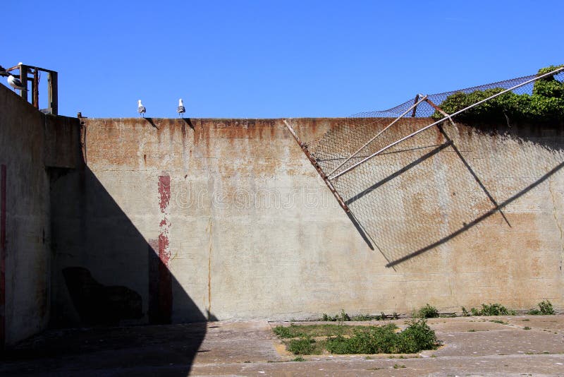 Outdoor of Old Prison Building in Alcatraz, San Francisco CA Stock ...