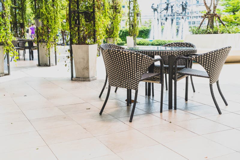 Outdoor Patio Table and Chair Stock Image - Image of terrace ...