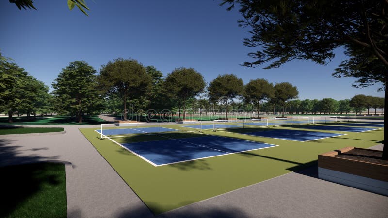 Outdoor Pickleball Court Sport Landscape 3d Render Stock Illustration ...