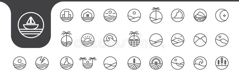 Outdoor Place Line Icon Set Design Vector Stock Vector - Illustration ...